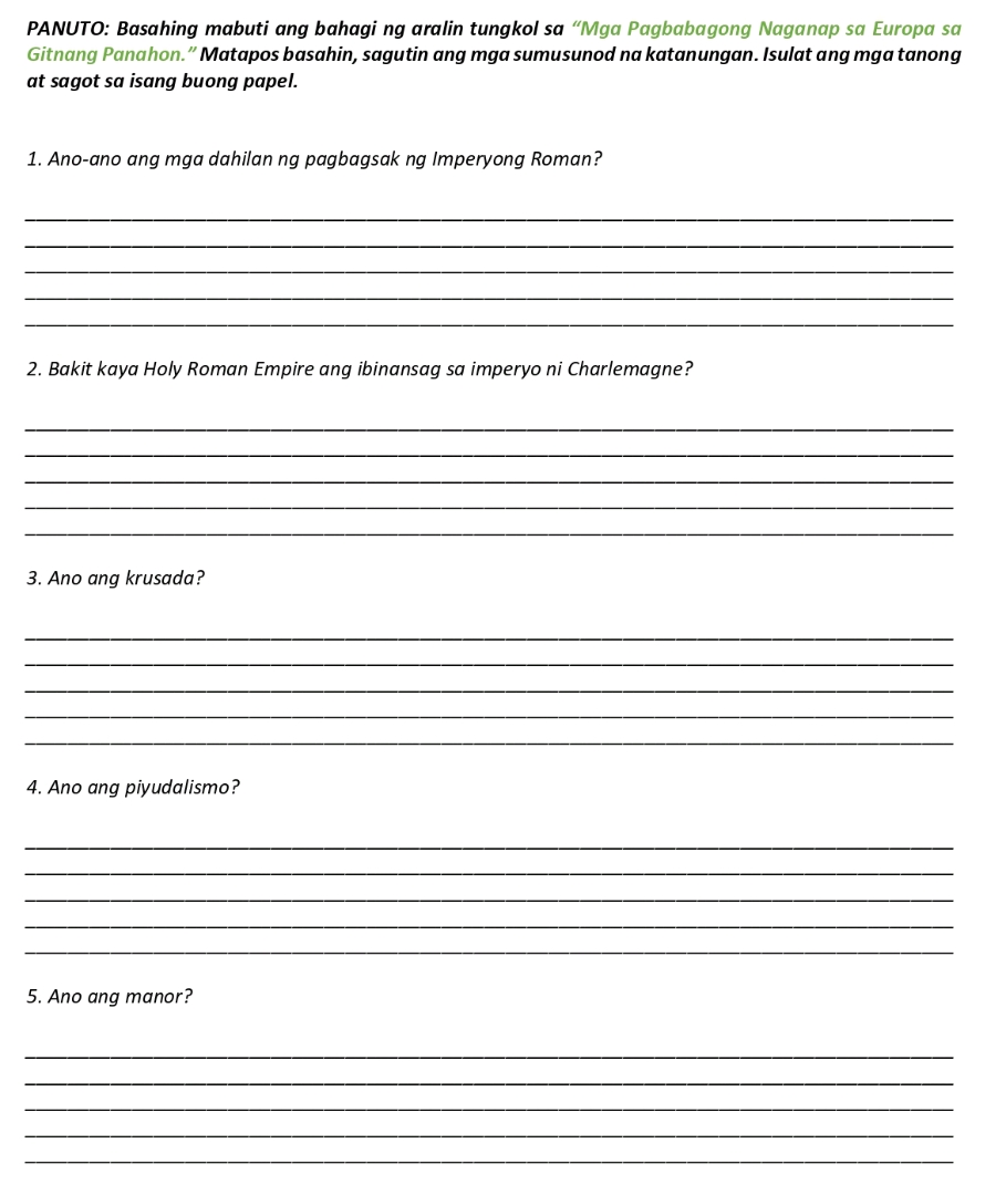 PANUTO Basahing mabuti ang bahagi ng aralin | StudyX