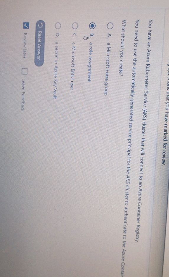 You have an Azure Kubernetes Service (AKS) | StudyX
