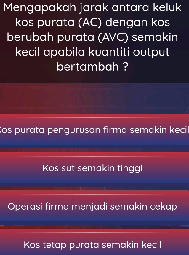 Mengapakah jarak antara keluk kos purata | StudyX