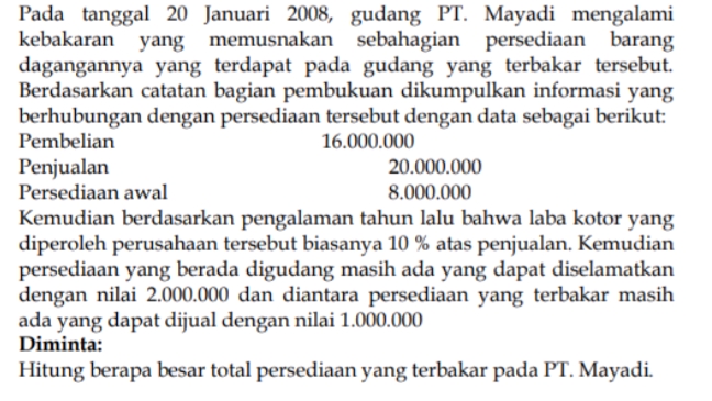 Pada tanggal 20 Januari 2008 gudang PT | StudyX