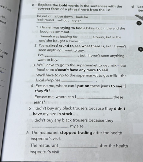 c Replace the bold words in the sentences | StudyX