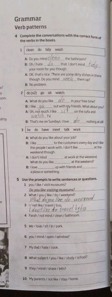 Grammar Verb patterns 4 Complete the | StudyX