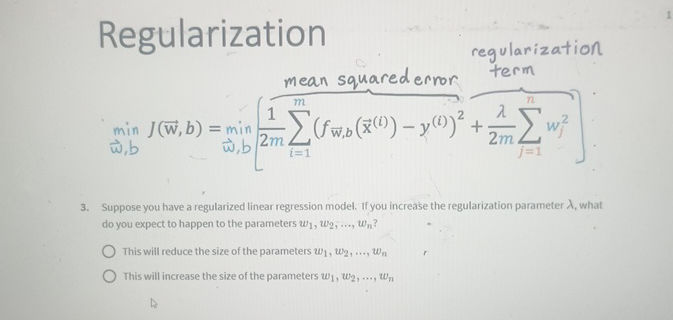 Regularization mean squared error | StudyX