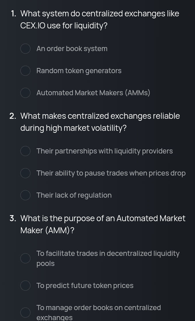 1 What system do centralized exchanges like | StudyX