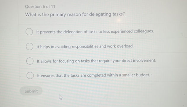 Question 6 of 11 What is the primary reason | StudyX