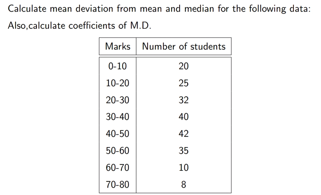 Calculate mean deviation from mean and | StudyX