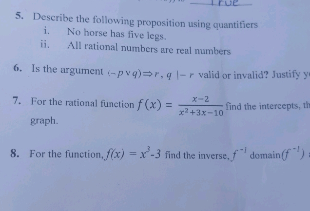 5 Describe the following proposition using | StudyX