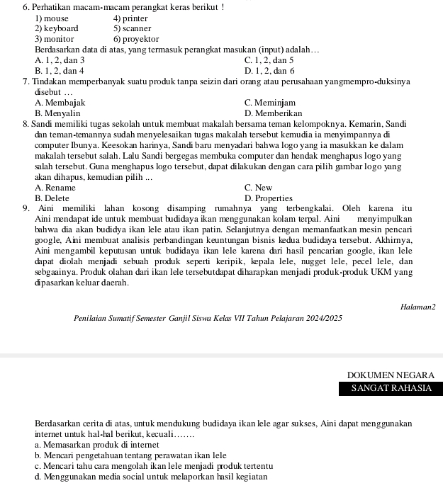 6 Perhatikan macam-macam perangkat keras | StudyX