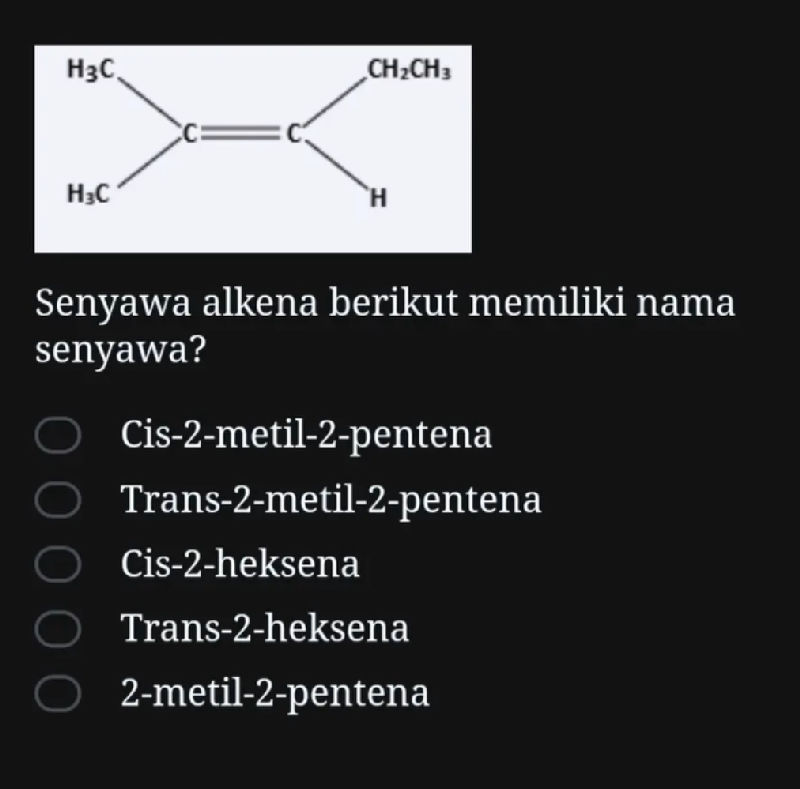 H3C CH2CH3 CC C H3C H Senyawa alkena berikut | StudyX