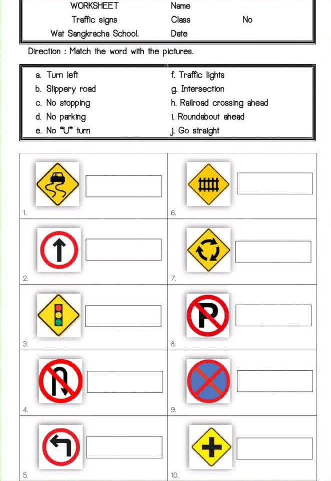 WORKSHEET Traffic signs Wat Sangkracha | StudyX
