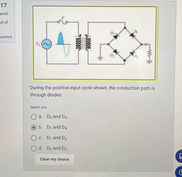 During the positive input cycle shown the | StudyX