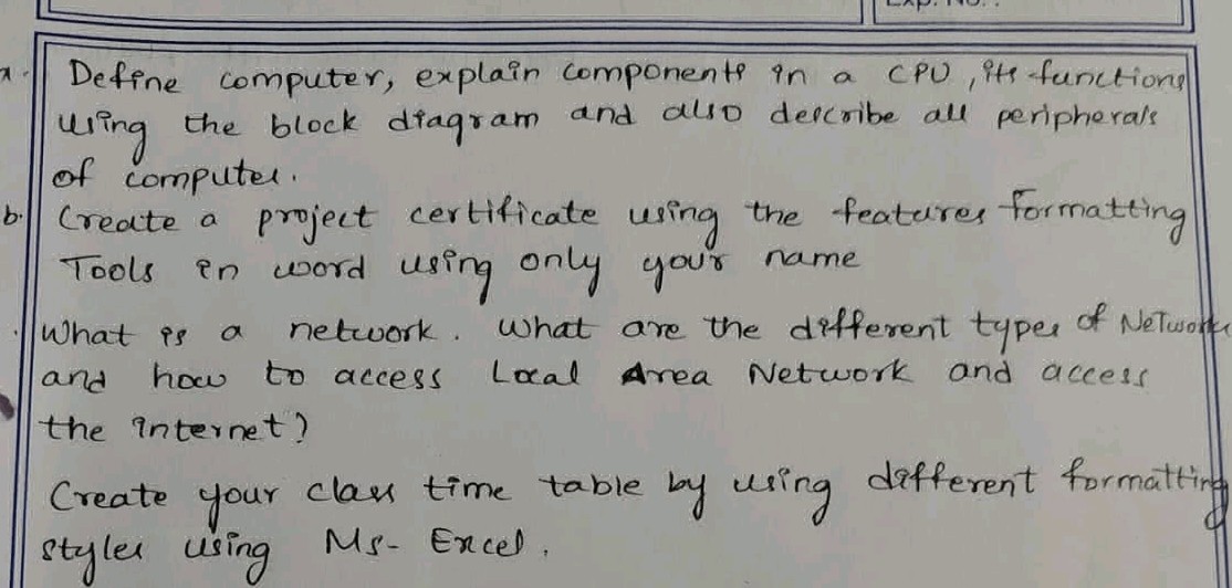 Define computer explain components in a CPU | StudyX