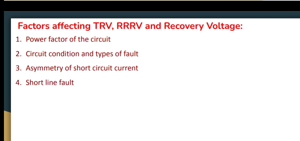 Factors affecting TRV RRRV and Recovery | StudyX