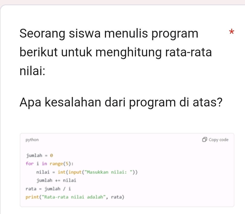 Seorang siswa menulis program berikut untuk | StudyX