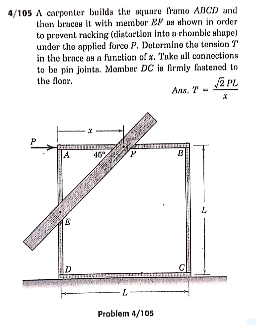 A carpenter builds the square frame ABCD and | StudyX