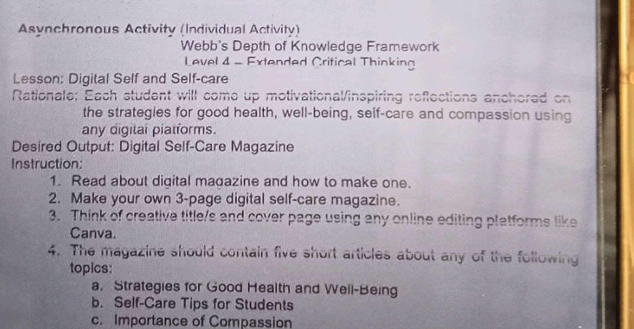 Asynchronous Activity (Individual Activity) | StudyX