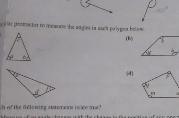 Use your protractor to measure the angles in | StudyX