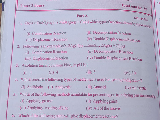 1 Zn(s) + CuSO(aq) ZnSO(aq) + Cu(s) which | StudyX