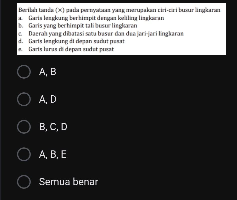 Berilah tanda (x) pada pernyataan yang | StudyX