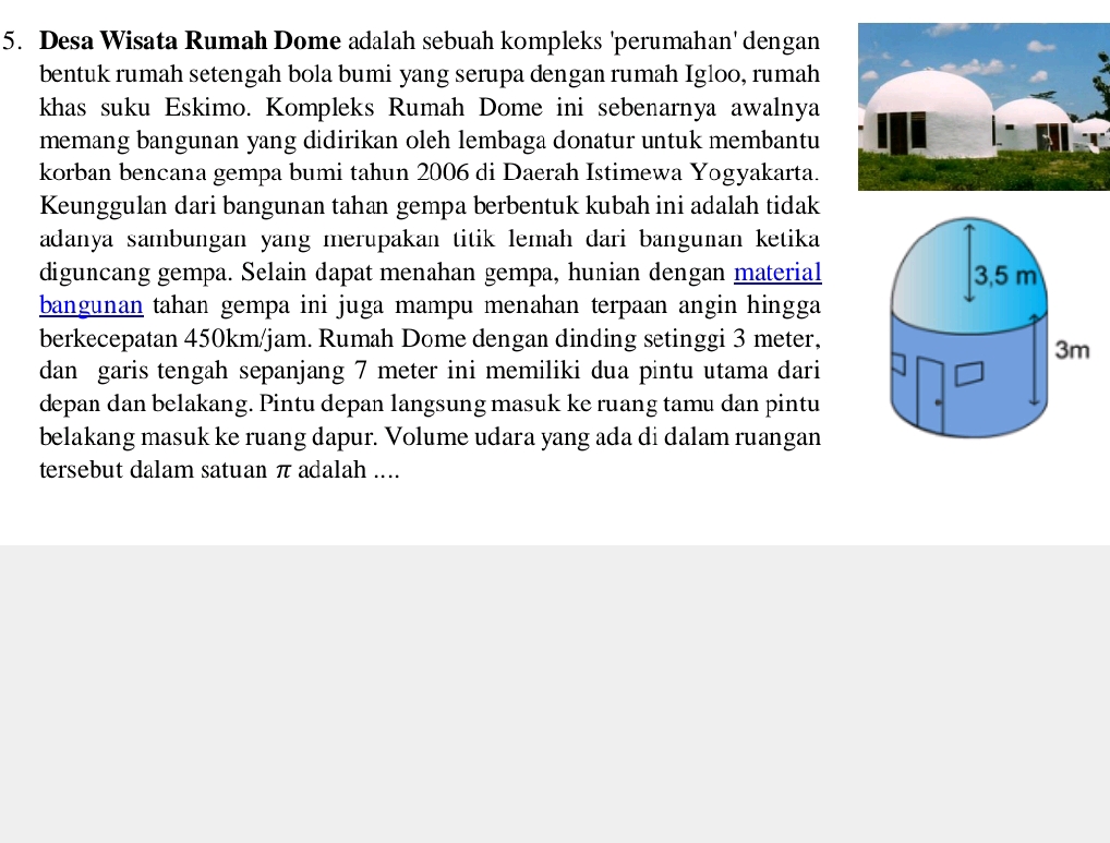 5 Desa Wisata Rumah Dome adalah sebuah | StudyX