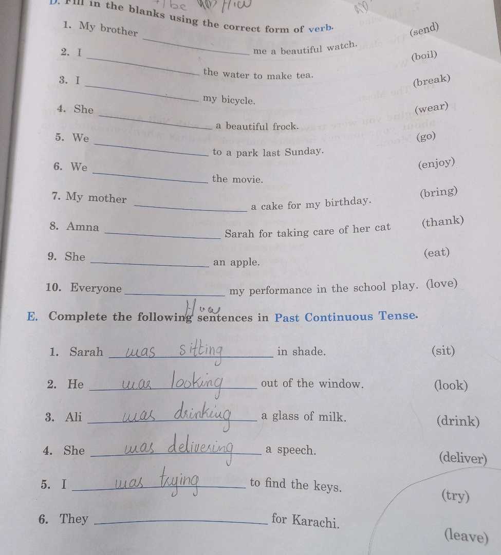 D Fill in the blanks using the correct form | StudyX