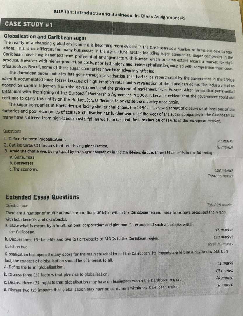 CASE STUDY 1 BUS101 Introduction to Business | StudyX