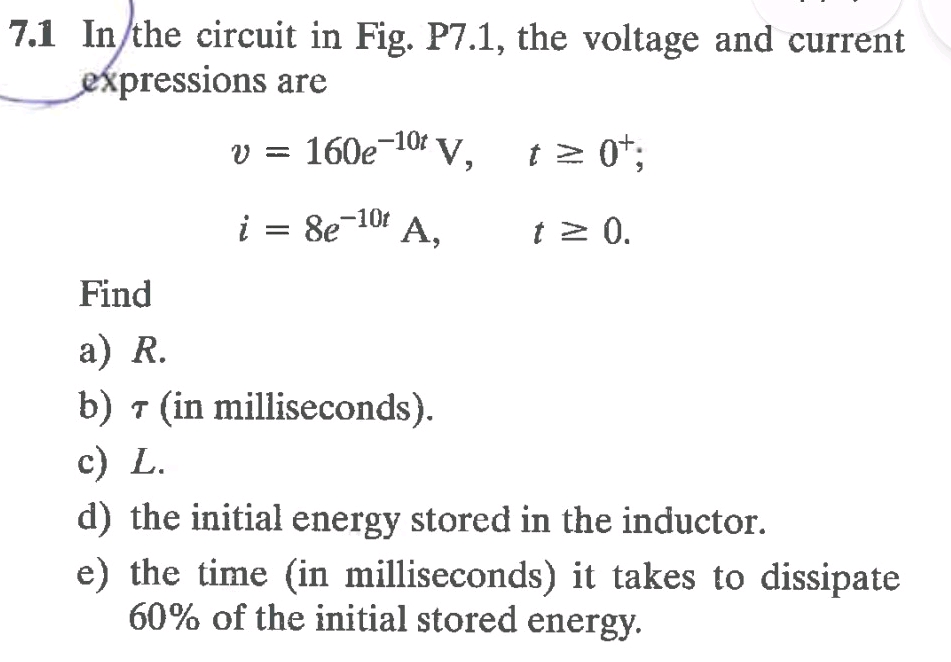 71 In the circuit in Fig P71 the voltage and | StudyX
