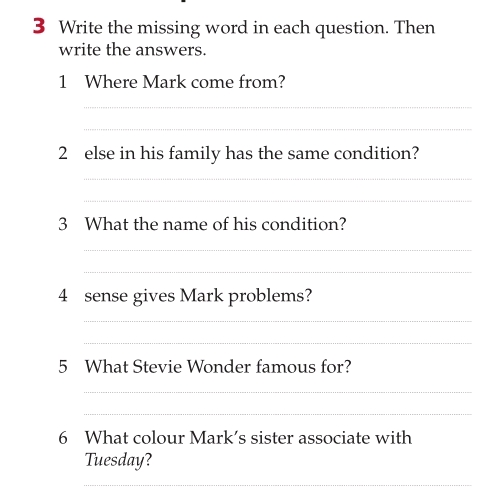 3 Write the missing word in each question | StudyX