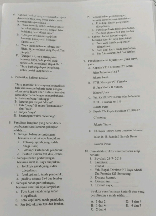 6 Kalimat berikut yang menggunakan ejaan dan | StudyX