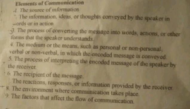 Elements of Communication 4 The source of | StudyX