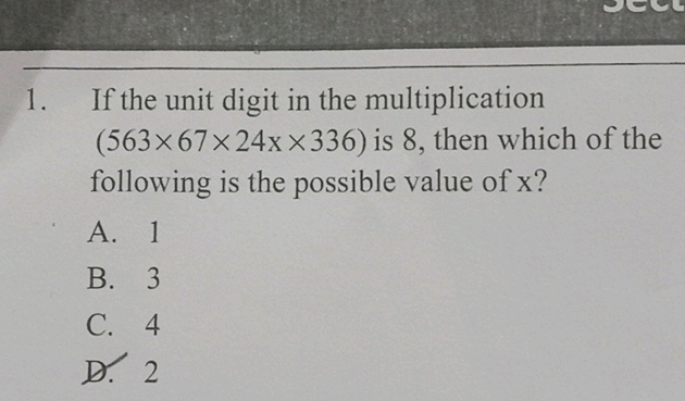 1 If the unit digit in the multiplication | StudyX