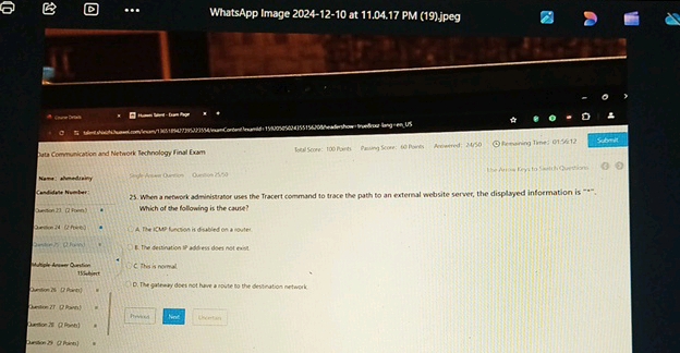 25 When a network administrator uses the | StudyX