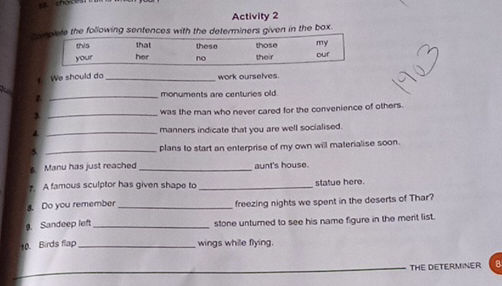 Activity 2 Complete the following sentences | StudyX
