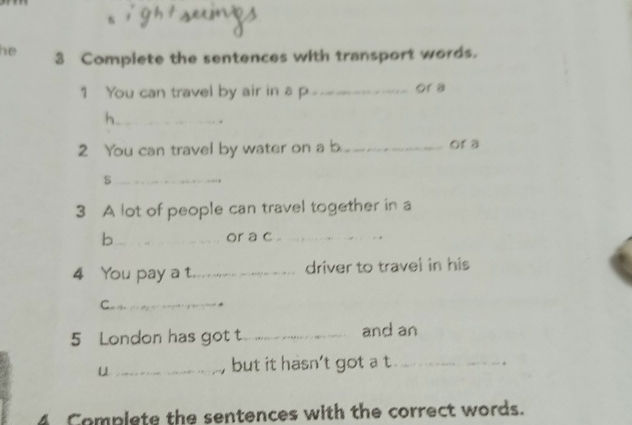 3 Complete the sentences with transport | StudyX