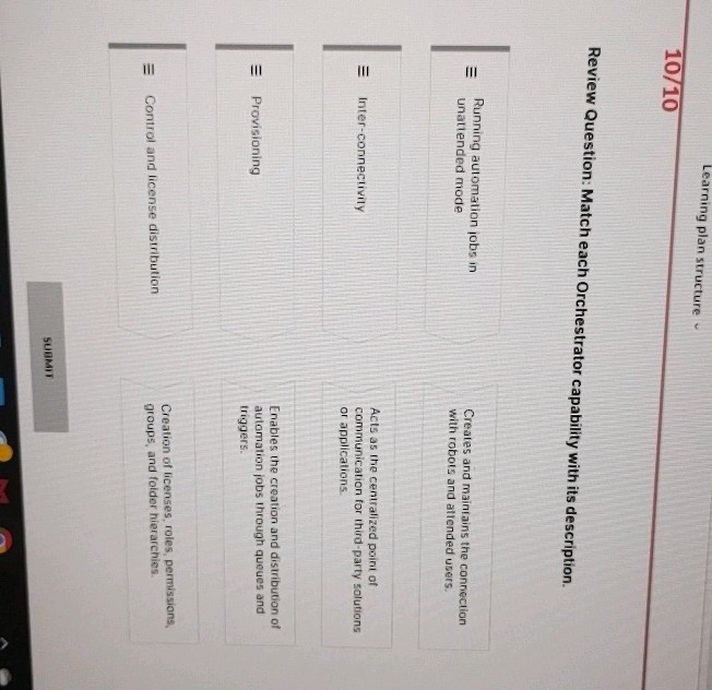 Review Question Match each Orchestrator | StudyX