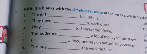 Fill in the blanks with the simple past | StudyX