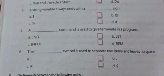 4 A string variable always ends with a sign | StudyX