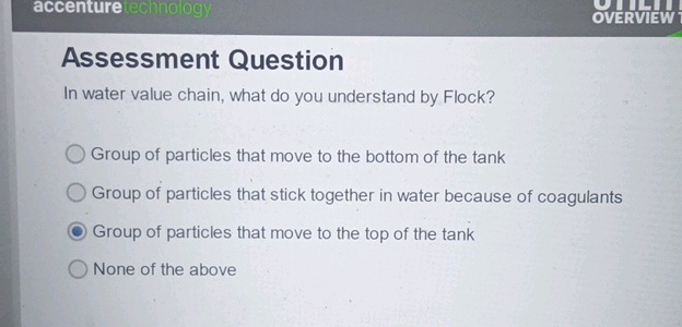 Assessment Question In water value chain | StudyX