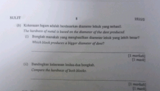 (b) Kekerasan logam adalah berdasarkan | StudyX