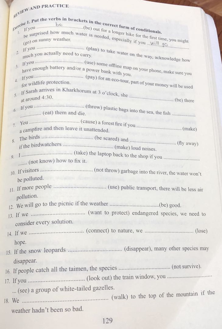 Exercise 1 Put the verbs in brackets in the | StudyX