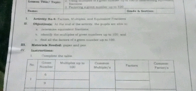 IV Instructions 1 Complete the table No | StudyX