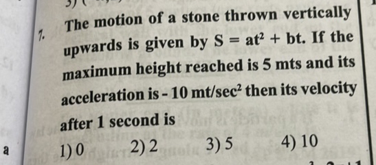 The motion of a stone thrown vertically | StudyX