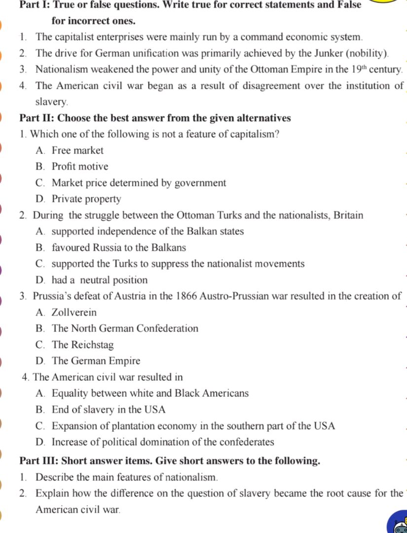 Part I True or false questions Write true | StudyX