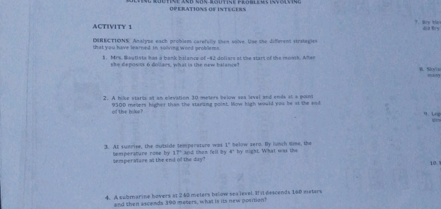 ACTIVITY 1DIRECTIONS Analyze each problem | StudyX