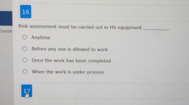 16 Risk assessment must be carried out in HV | StudyX