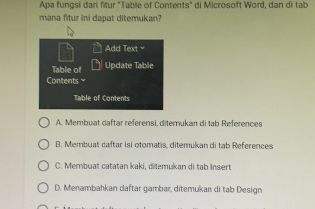 Apa fungsi dari fitur Table of Contents di | StudyX