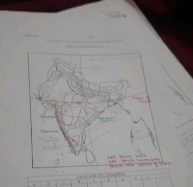 The image contains a hand-drawn map of India | StudyX