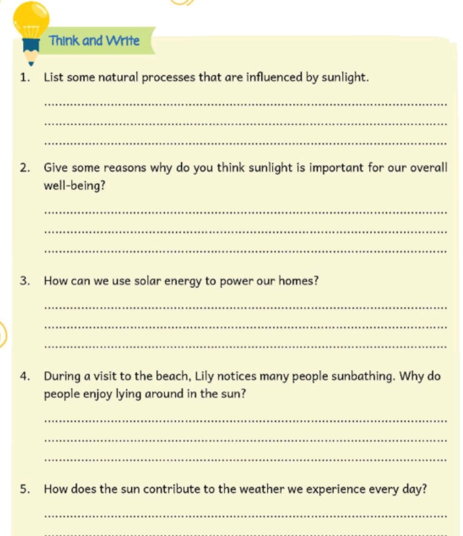 Think and Write 1 List some natural | StudyX