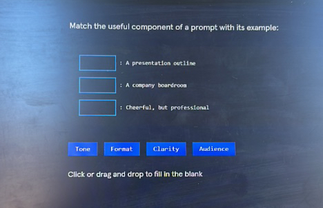 Match the useful component of a prompt with | StudyX