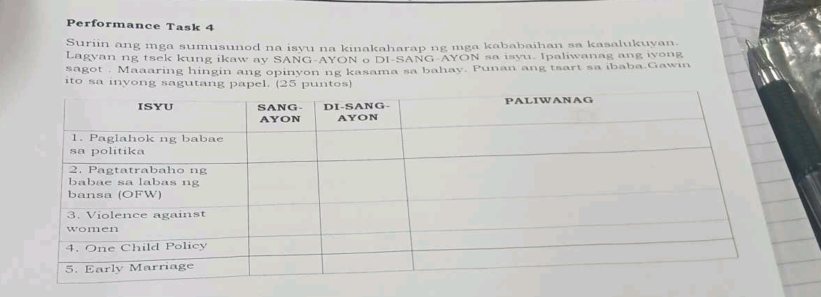 Performance Task 4 Suriin ang mga sumusunod | StudyX